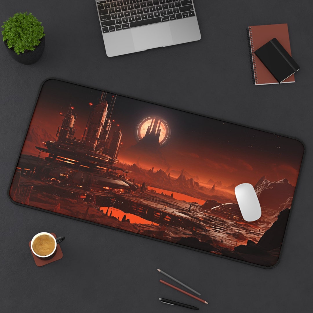 Mars Desk Mat, Retro Futuristic Mouse Pad XXL, Anti-slip Sci-fi Gaming ...