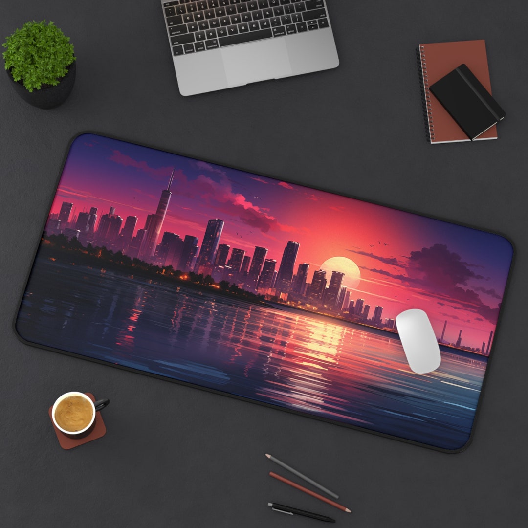 Miami Desk Mat, Sunset Cityscape Mouse Pad XXL, Anti-slip Gaming Play ...