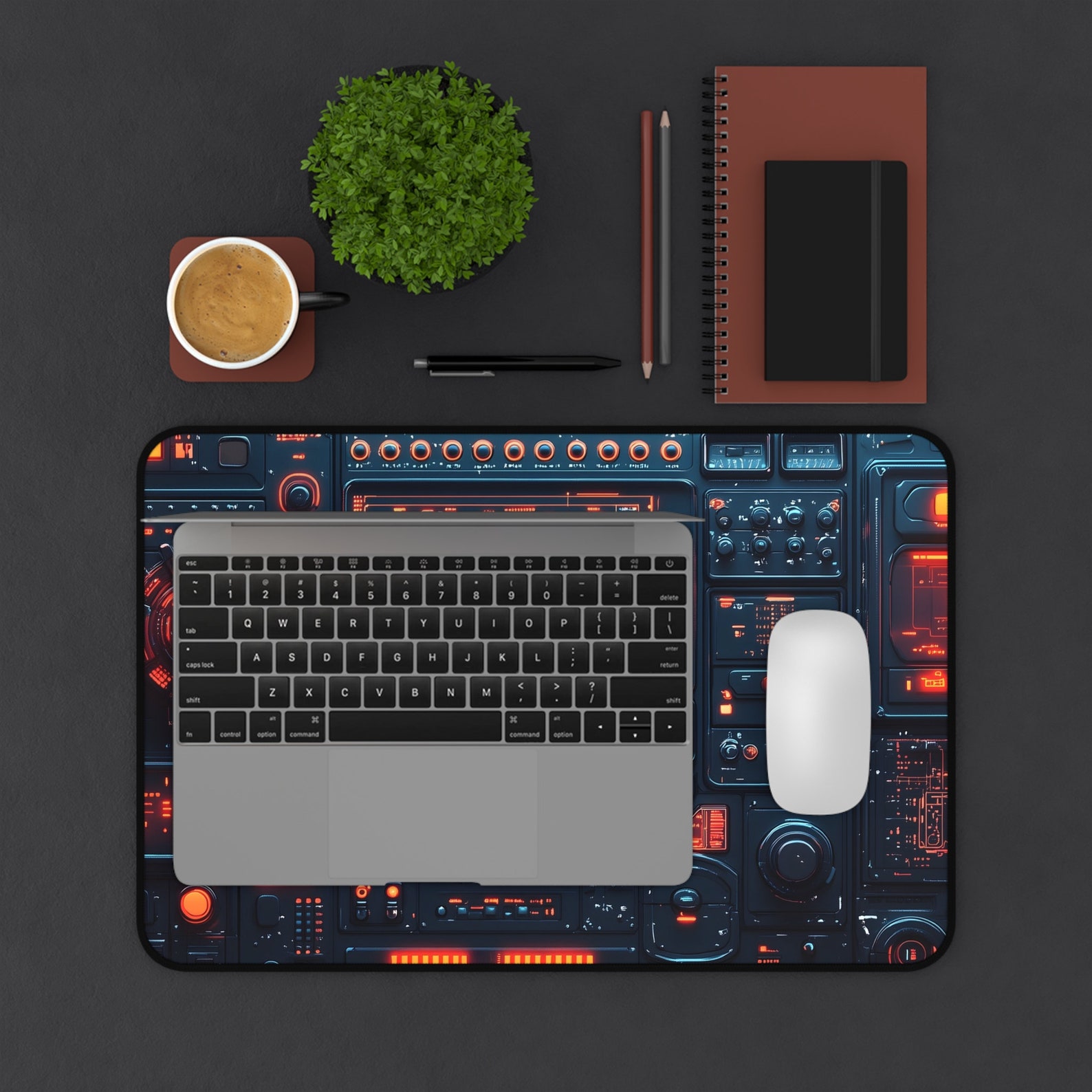 Retro Sci-fi Control Panel Desk Mat, Spaceship Controls Mouse Pad XXL ...