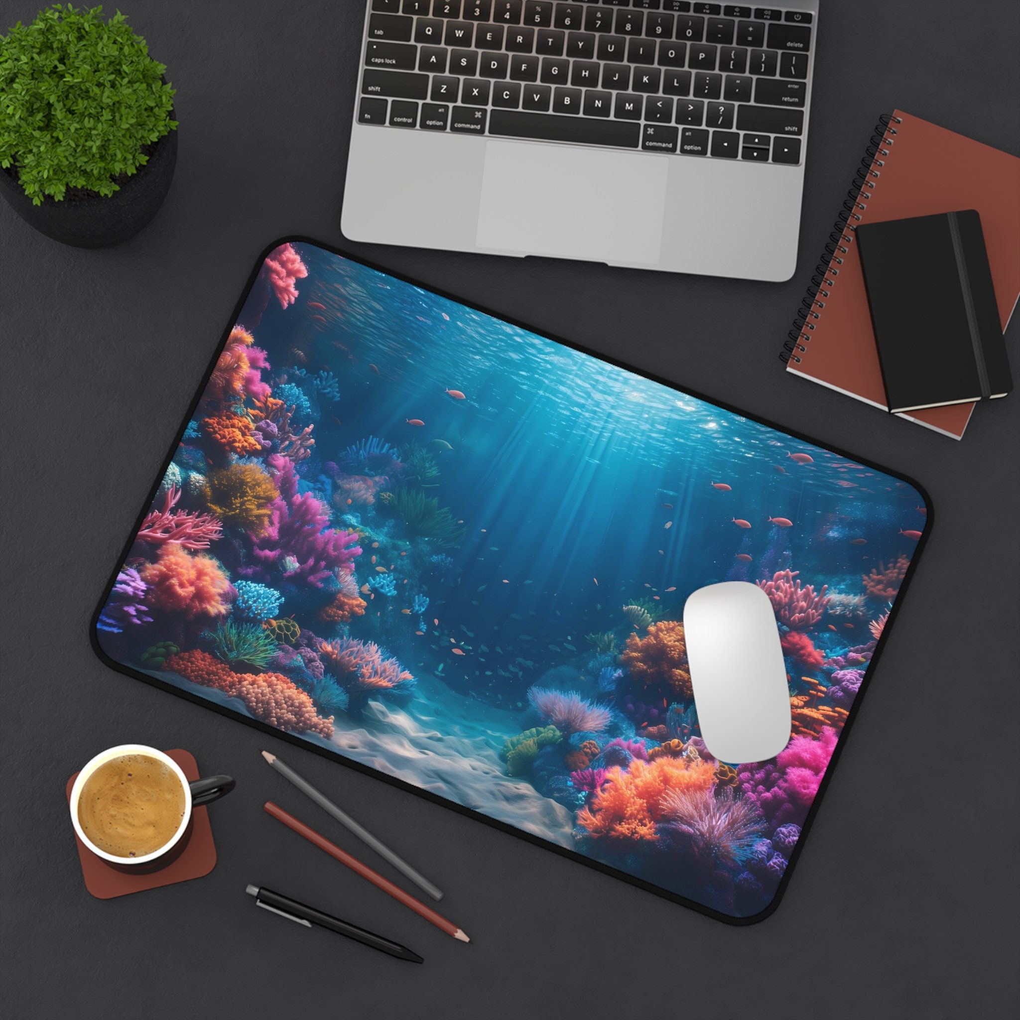 Underwater Desk Mat, Coral Reefs Sea Creatures Mouse Pad XXL, Anti-slip ...