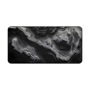 Gray Topography Desk Mat, Grayscale Mouse Pad XXL, Anti-slip Minimalist ...