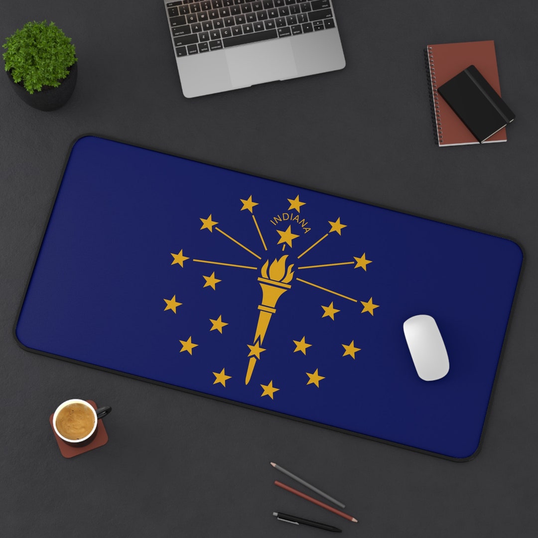 Flag of Indiana Desk Mat, the Hoosier State Mouse Pad XXL, Anti-slip ...