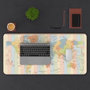 World Map Desk Mat: Time Zones XXL Gaming Mousepad - Etsy