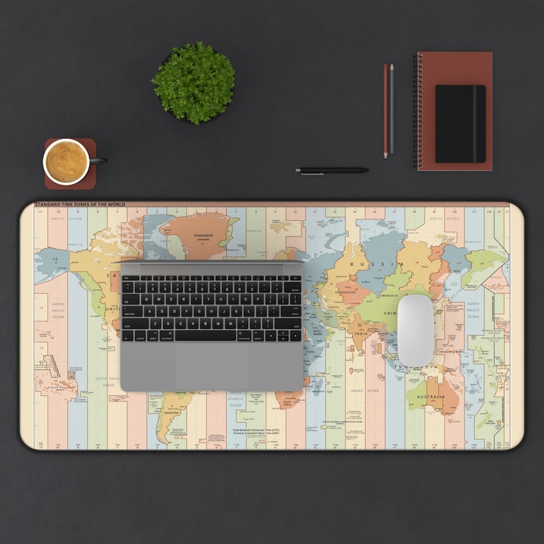 World Map Desk Mat: Time Zones XXL Gaming Mousepad - Etsy