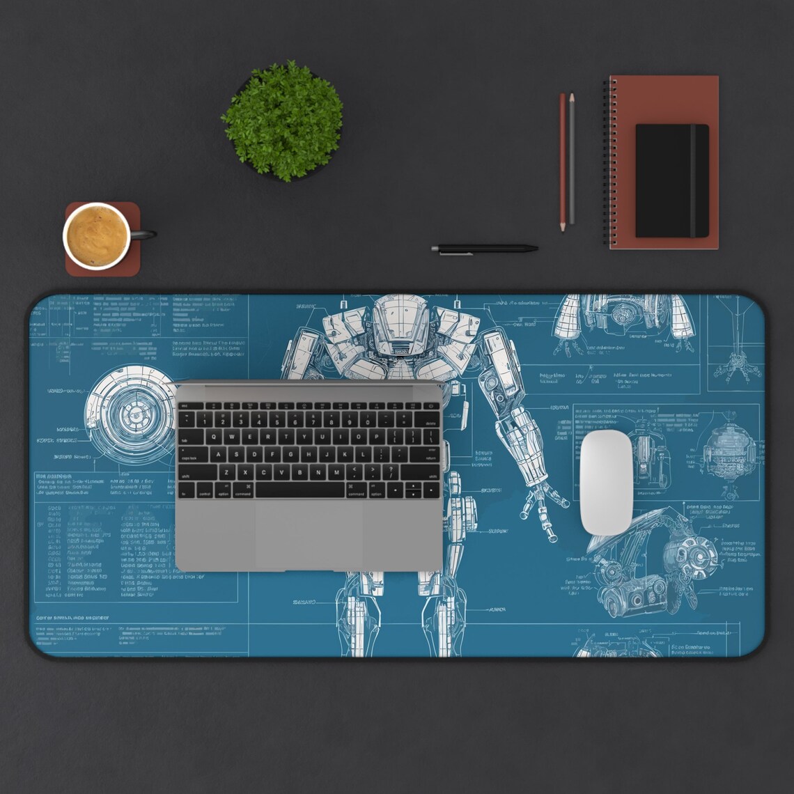 Robot Blueprint Desk Mat Schematics Mouse Pad XXL Anti-slip - Etsy