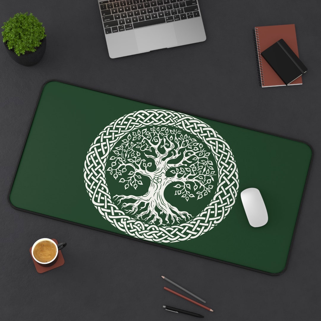 Celtic Knot Desk Mat, Tree of Life Art Mouse Pad XXL, Anti-slip Green ...