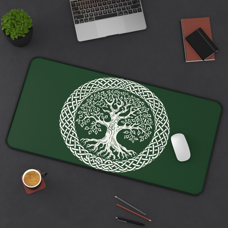 Tree of Life Desk Mat: Celtic Knot Green Mousepad, Pagan Decor - Etsy ...
