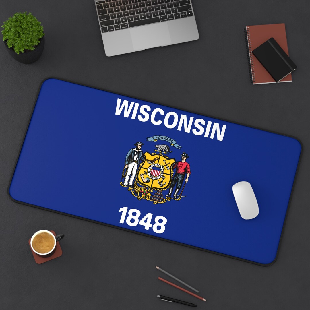 Flag of Wisconsin Desk Mat, Badger State Mouse Pad XXL, Anti-slip ...