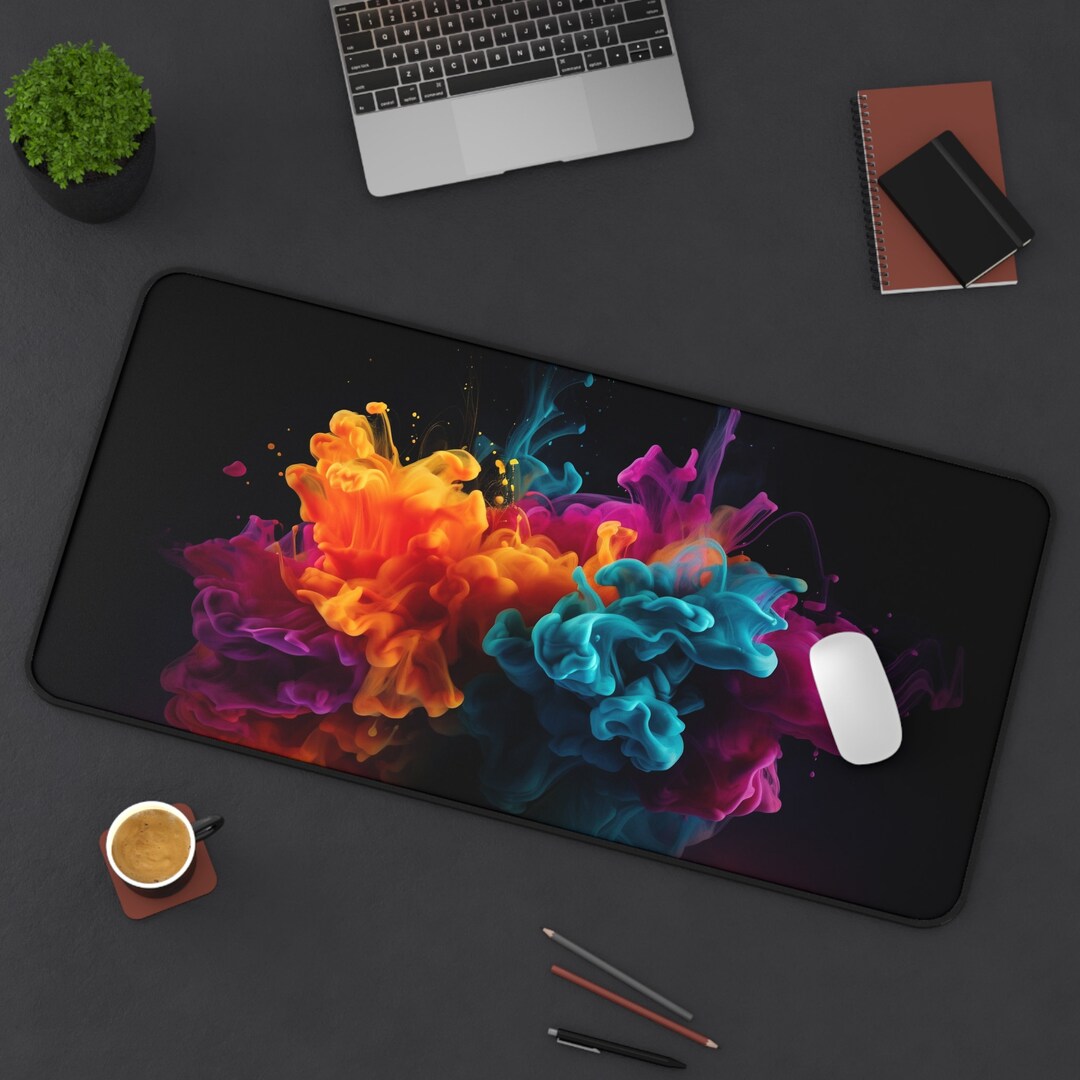 Color Splash Desk Mat, Vibrant Colors Mouse Pad XXL, Gradient Art Anti ...