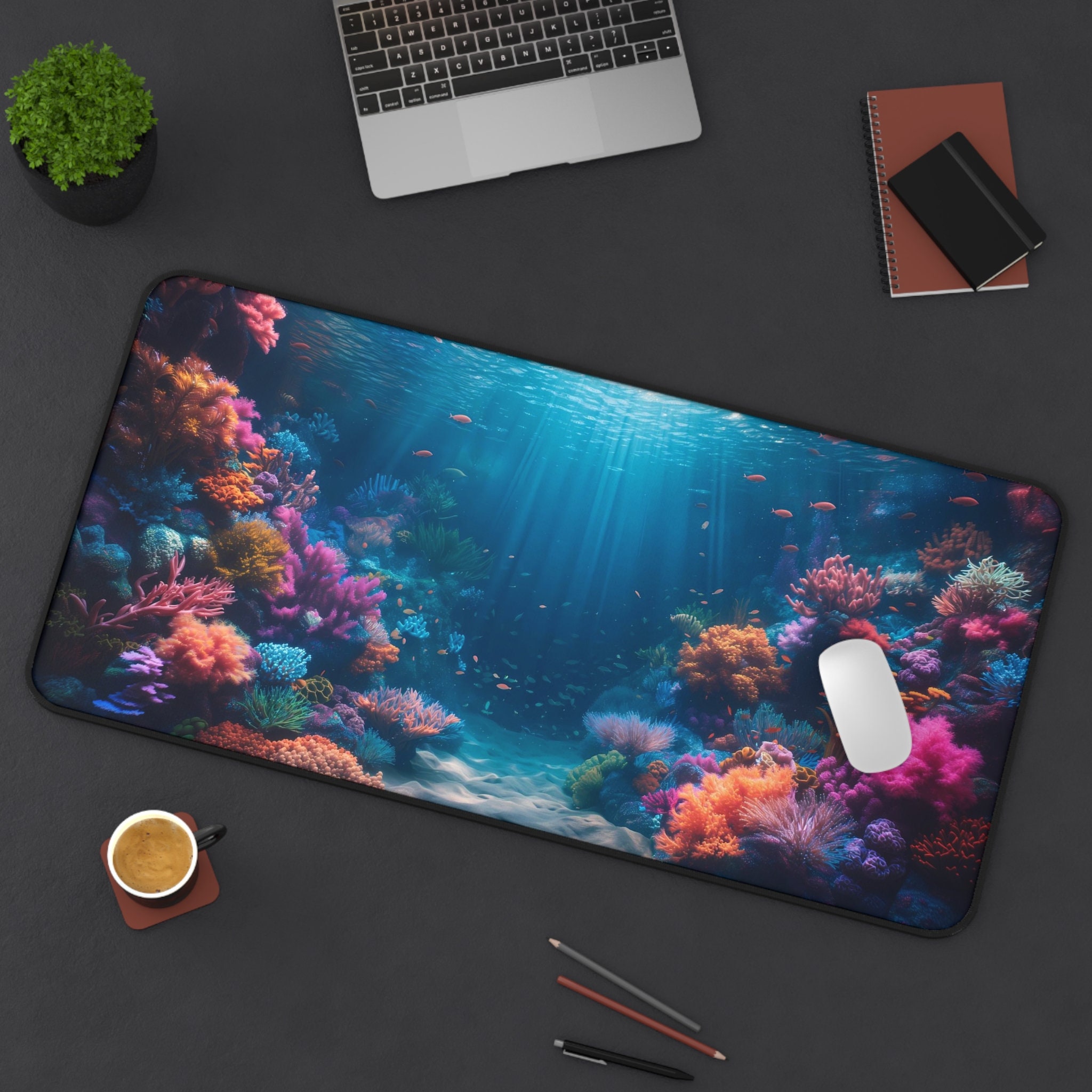 Underwater Desk Mat, Coral Reefs Sea Creatures Mouse Pad XXL, Anti-slip ...