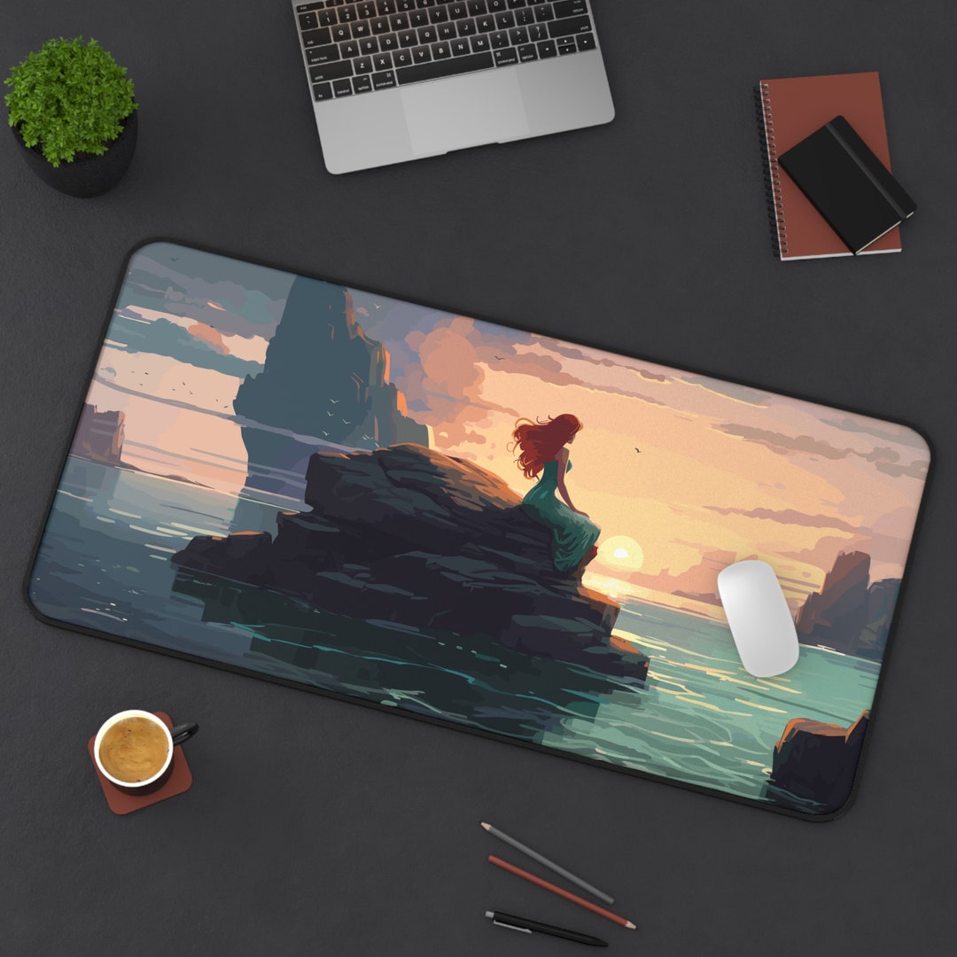 Mermaid Desk Mat, Fantasy Sea Mouse Pad XXL, Anti-slip Ocean Sunset ...