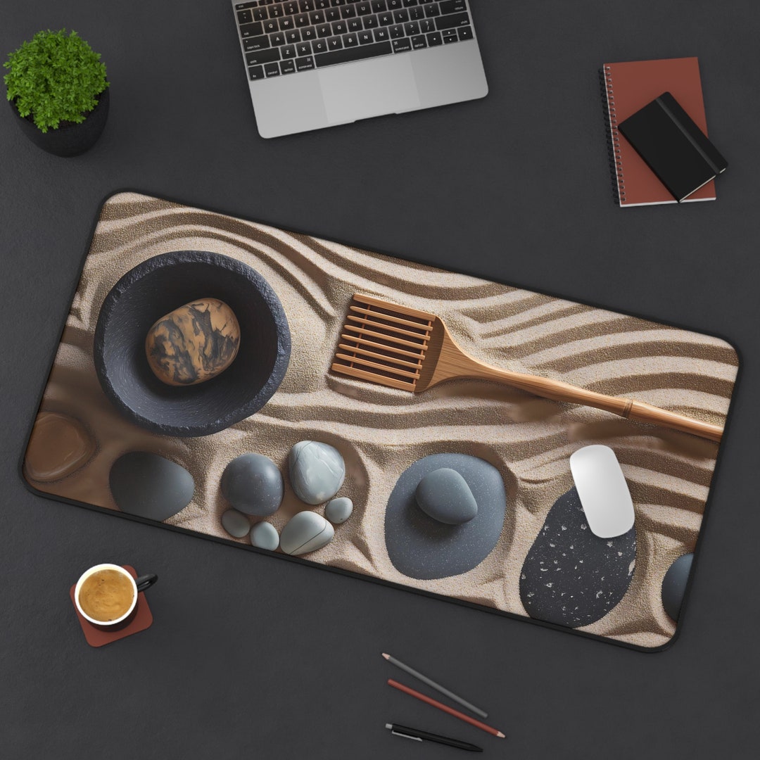 Zen Garden Desk Mat, Sand and Stones Mousepad XXL, Anti-slip Gaming ...