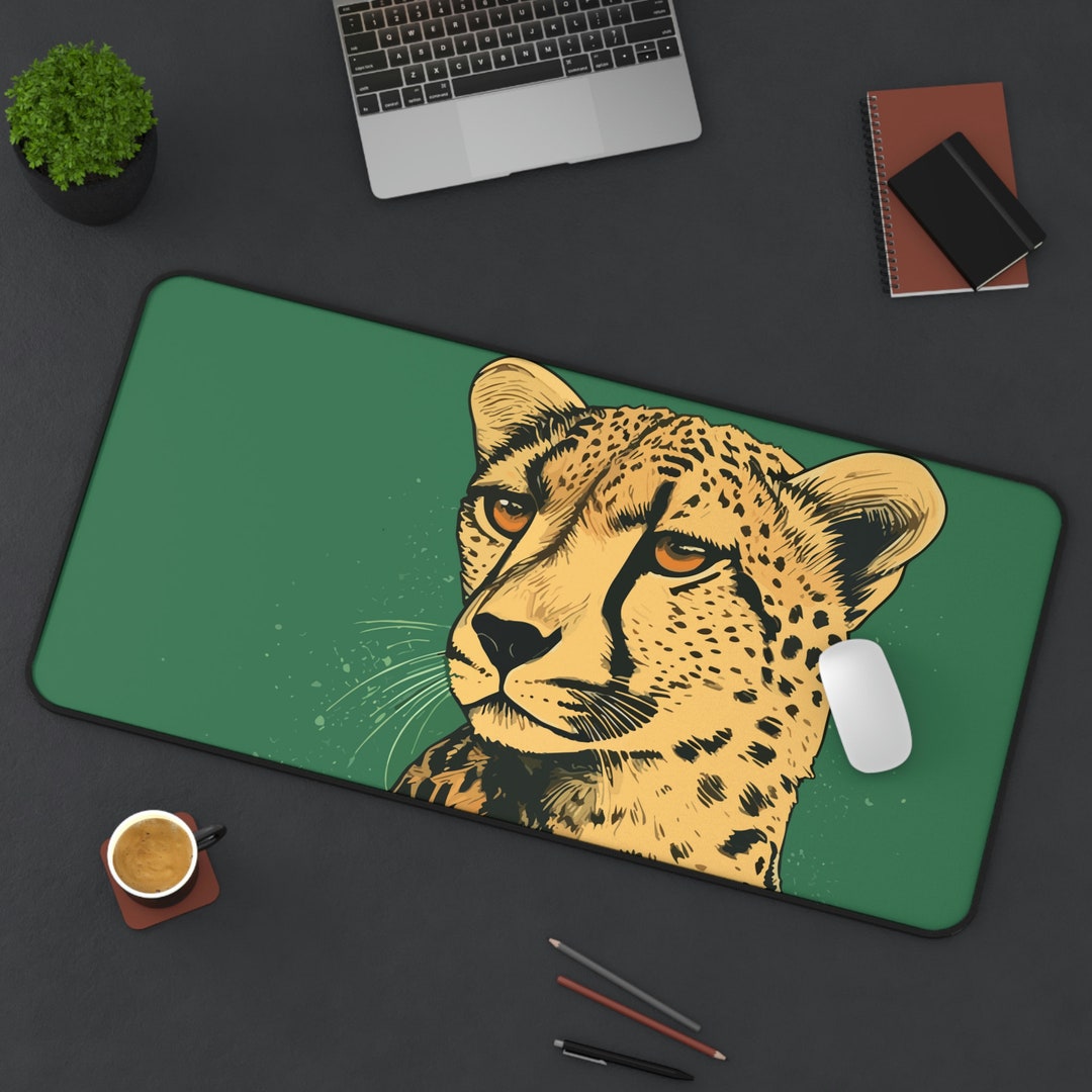 Cheetah Gaming Mouse Pad XXL, Green Large Desk Mat, Jungle Animal ...