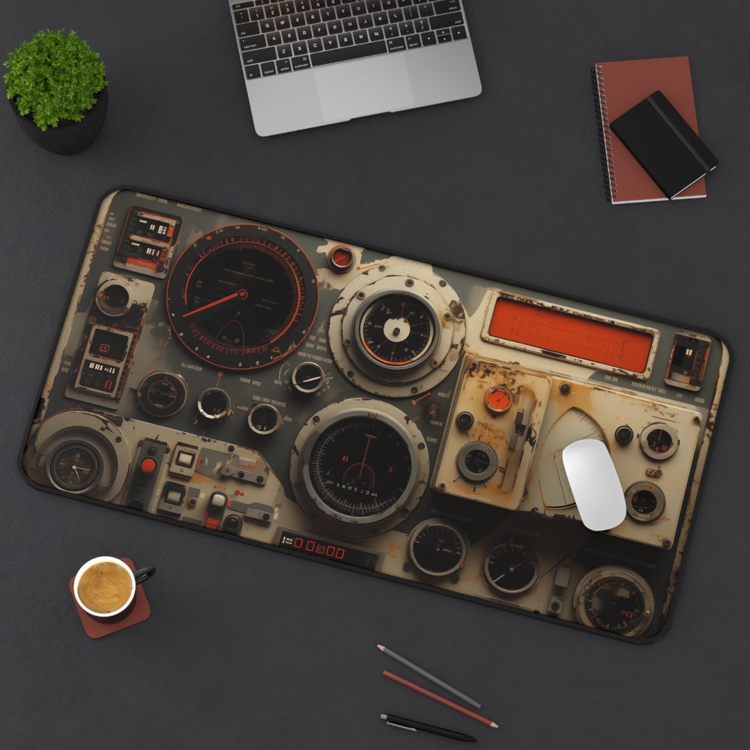Retro Control Panel Desk Mat, Spaceship Mouse Pad XXL, Anti-slip Sci-fi ...