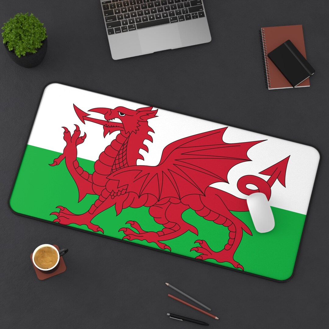 Flag of Wales Desk Mat, Celtic Dragon Flag Mouse Pad XXL, Anti-slip ...