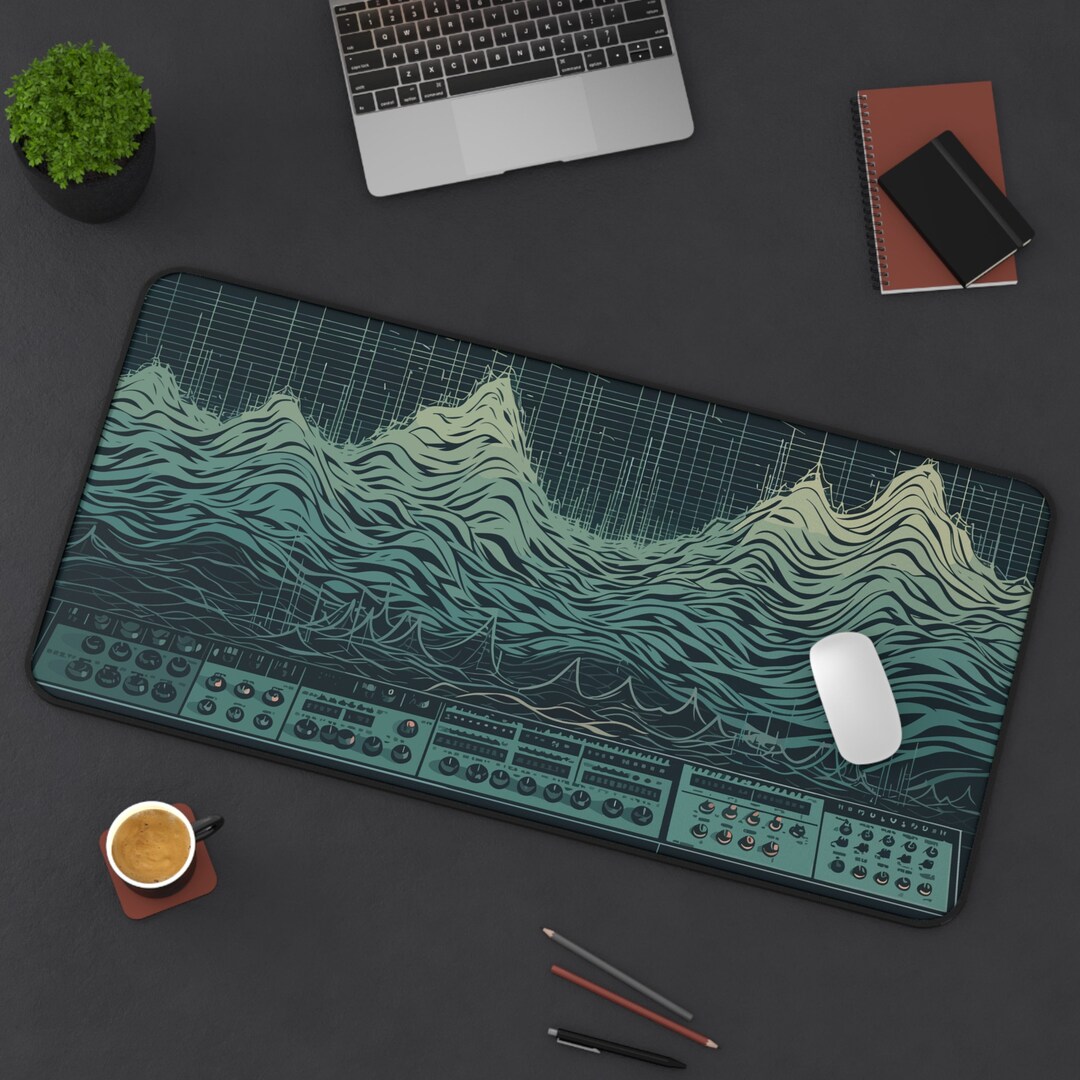 Sound Waves Desk Mat: Retro Music Producer XXL Mousepad - Etsy