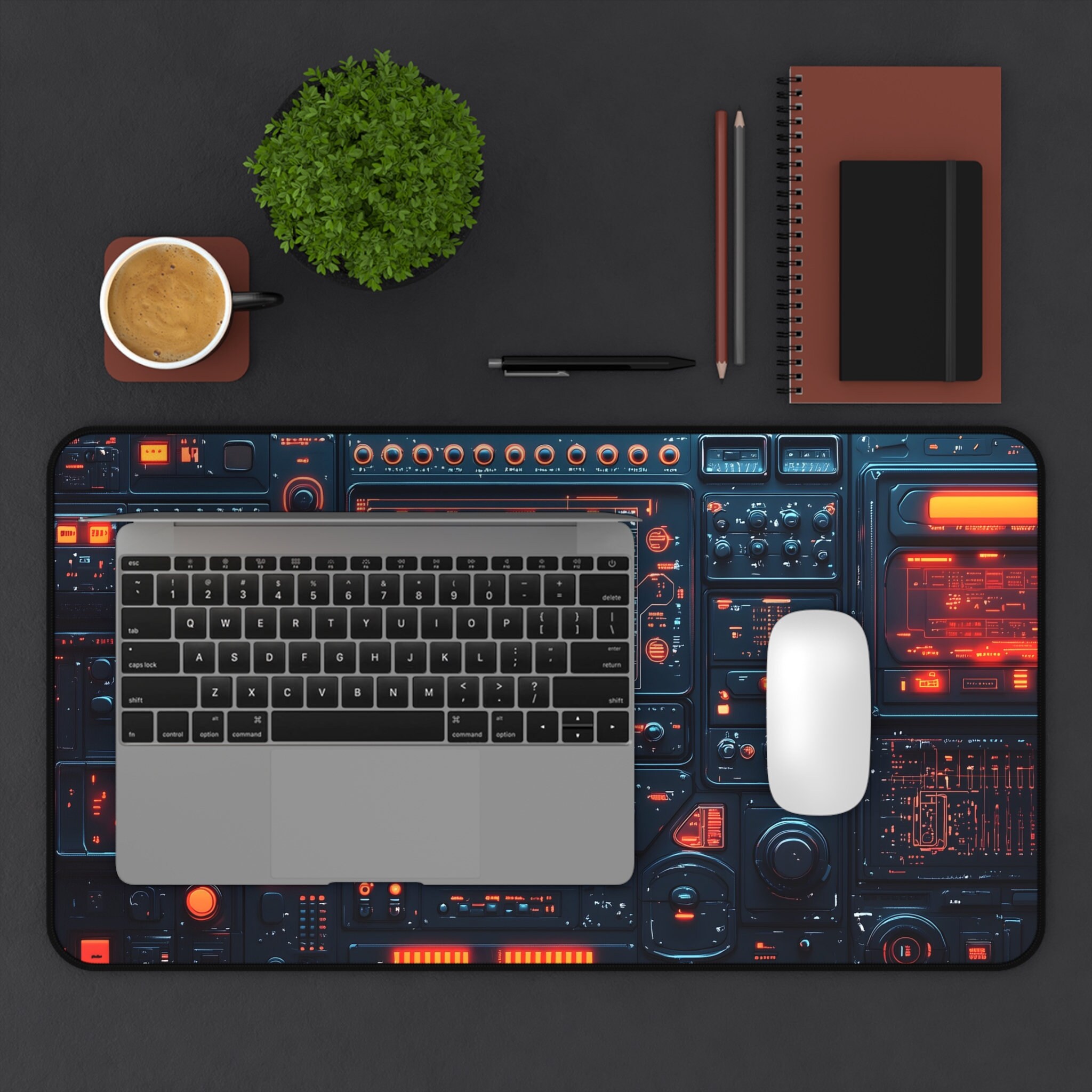Retro Sci-fi Control Panel Desk Mat, Spaceship Controls Mouse Pad XXL ...
