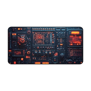 Retro Sci-fi Control Panel Desk Mat, Spaceship Controls Mouse Pad XXL ...