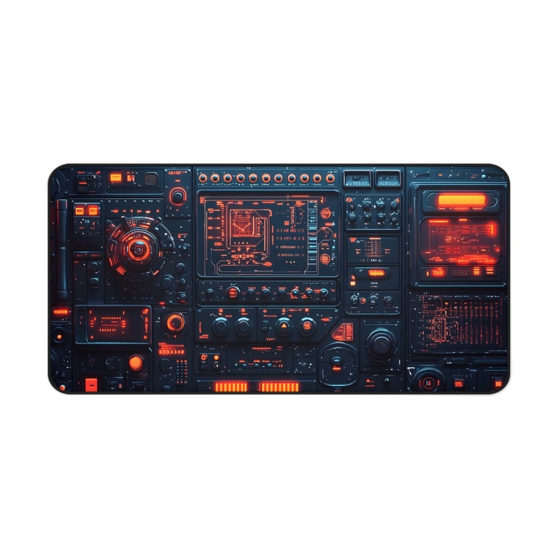 Retro Sci-fi Control Panel Desk Mat, Spaceship Controls Mouse Pad XXL ...