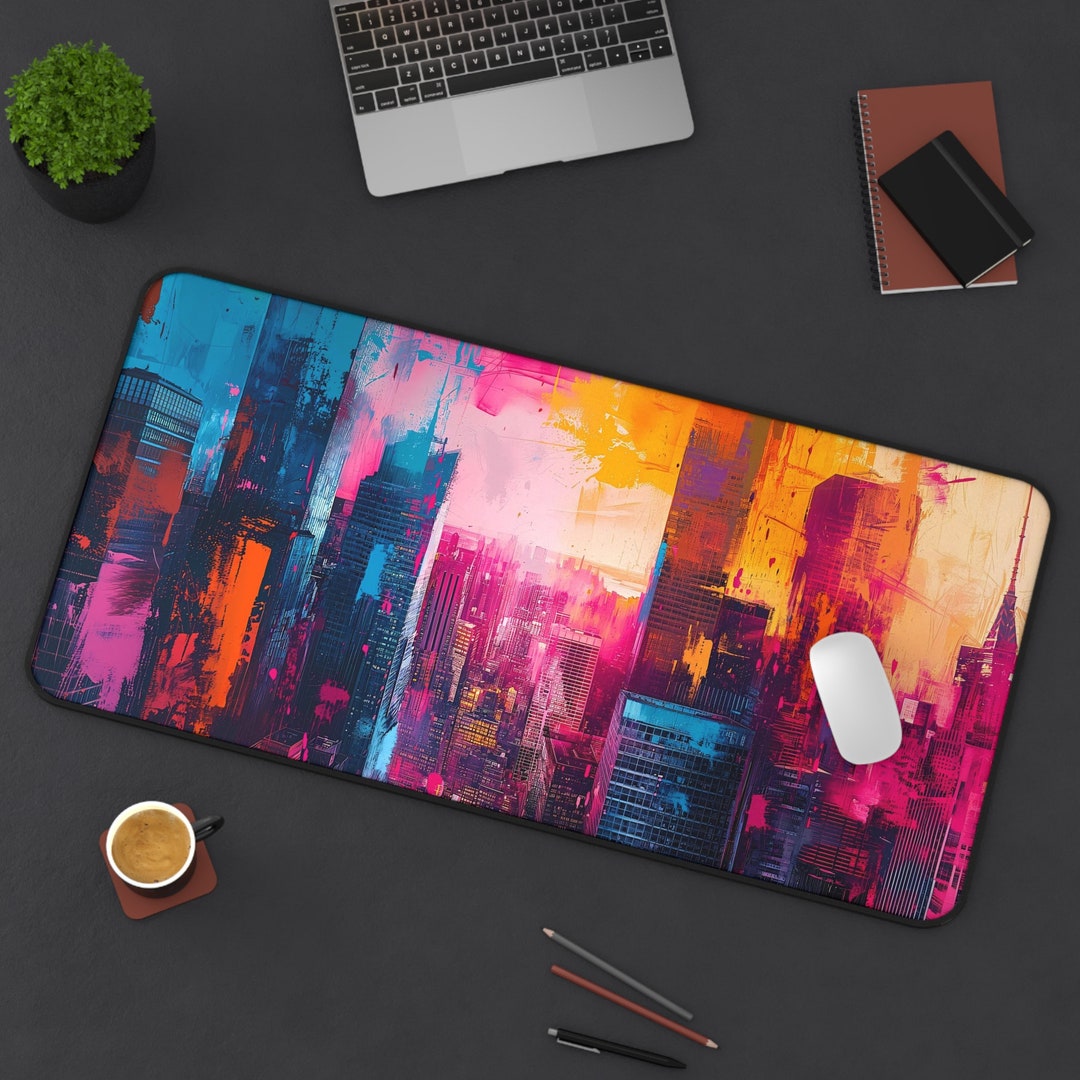 Color Splash Cityscape Desk Mat, Street Art Mouse Pad XXL, Anti-slip ...