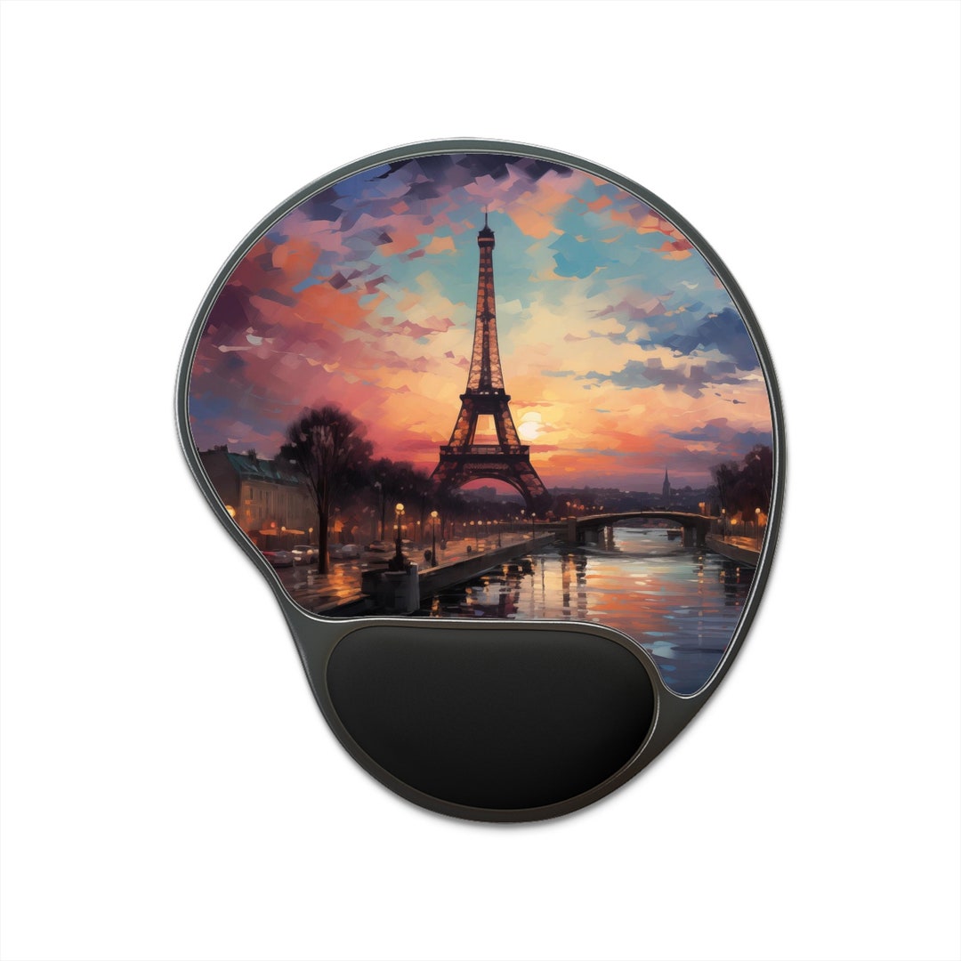Paris Mouse Pad With Wrist Rest, Eiffel Tower Seine River Ergonomic ...