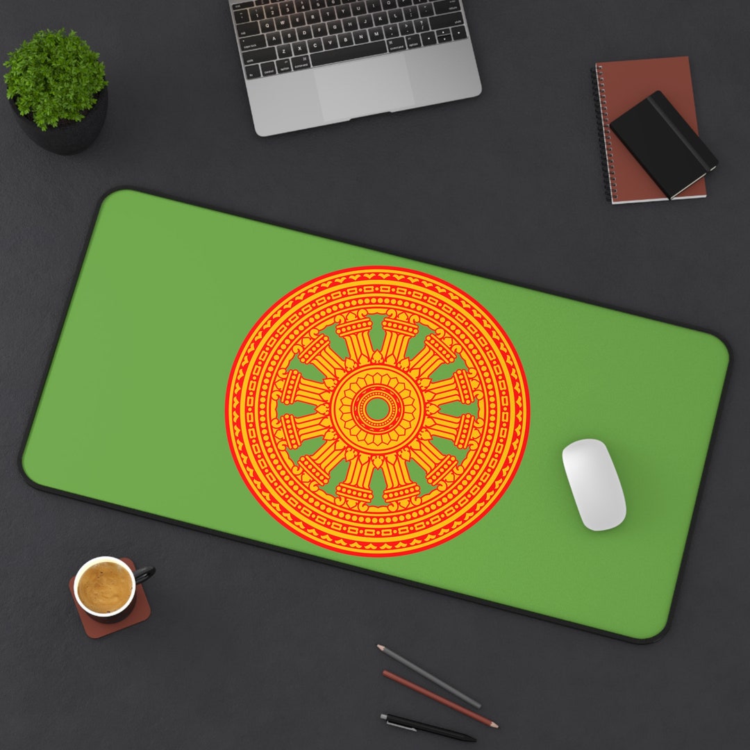 Wheel of Dharma Desk Mat, Dharmachakra Eastern Asian Mouse Pad XXL ...
