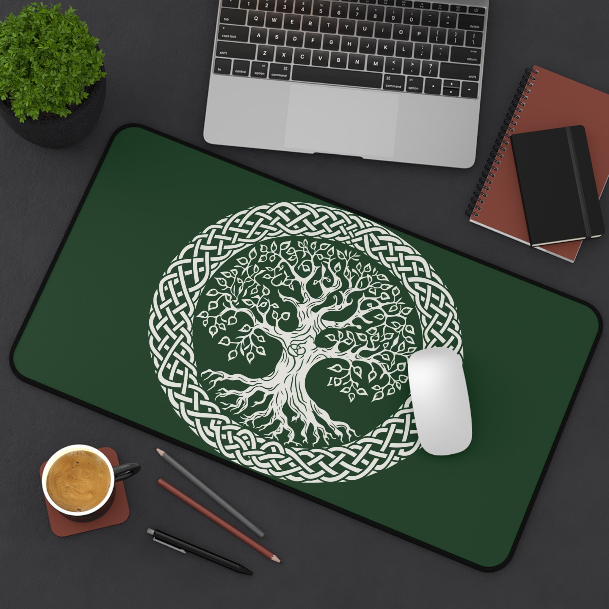 Celtic Knot Desk Mat, Tree of Life Art Mouse Pad XXL, Anti-slip Green ...