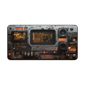 Retro Futuristic Control Panel Desk Mat | Computer Console XXL Mousepad ...