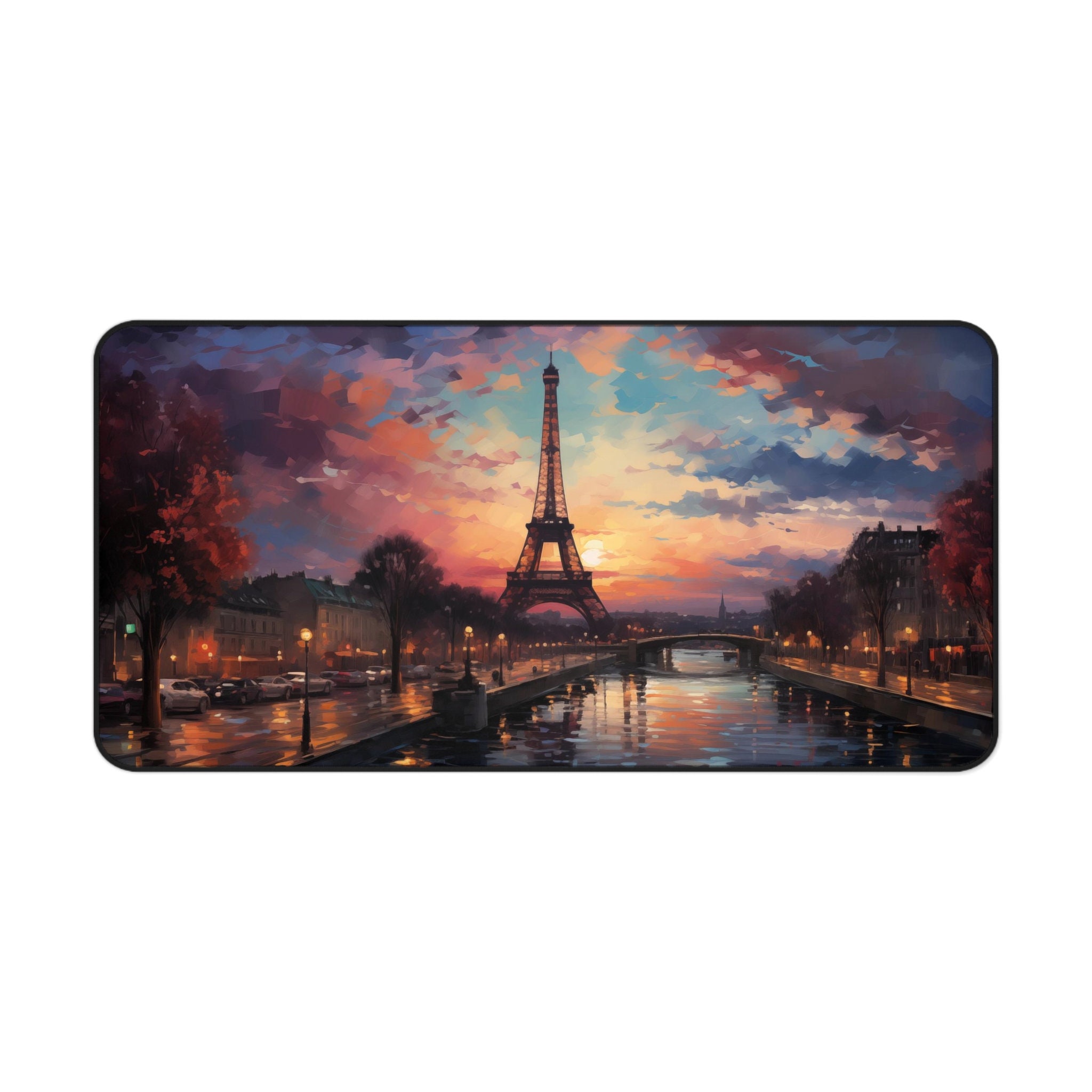 Paris Desk Mat, Eiffel Tower Seine River Mousepad XXL, City Landscape ...