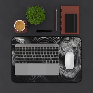 Gray Topography Desk Mat, Grayscale Mouse Pad XXL, Anti-slip Minimalist ...