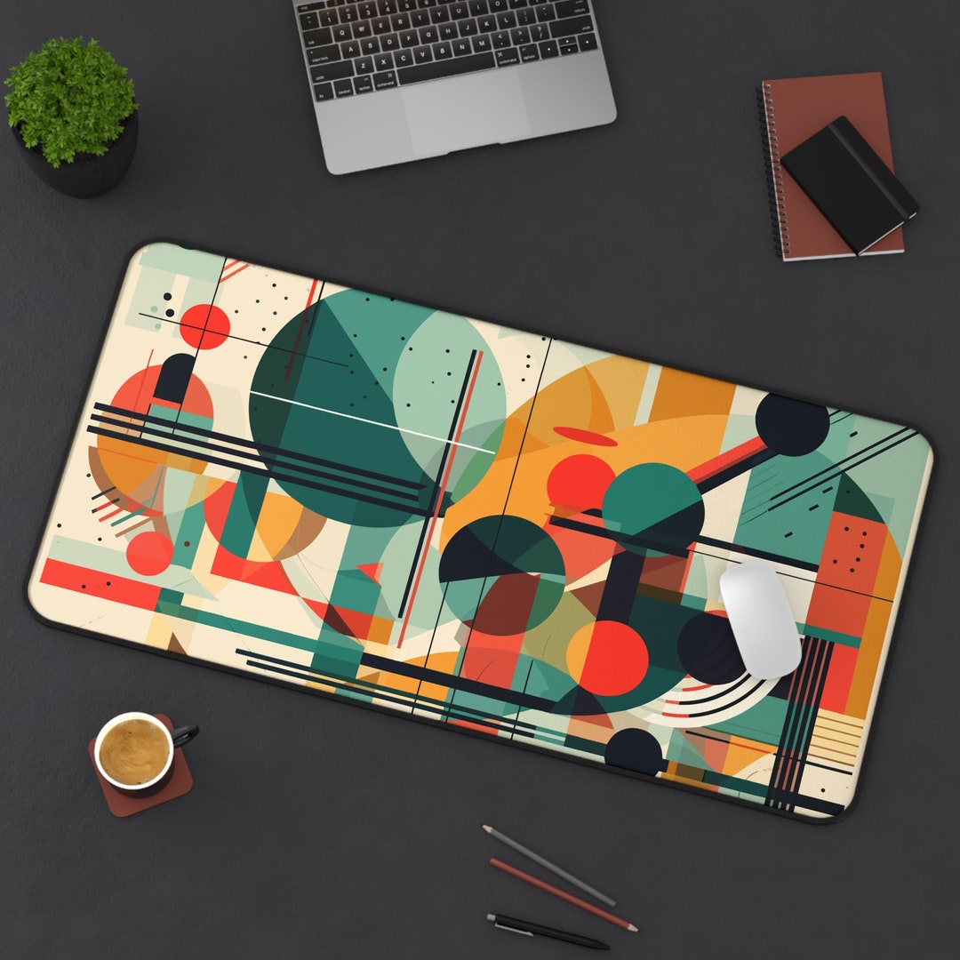 Bauhaus Design Desk Mat, Abstract Art Mouse Pad XXL, Anti-slip Colorful ...