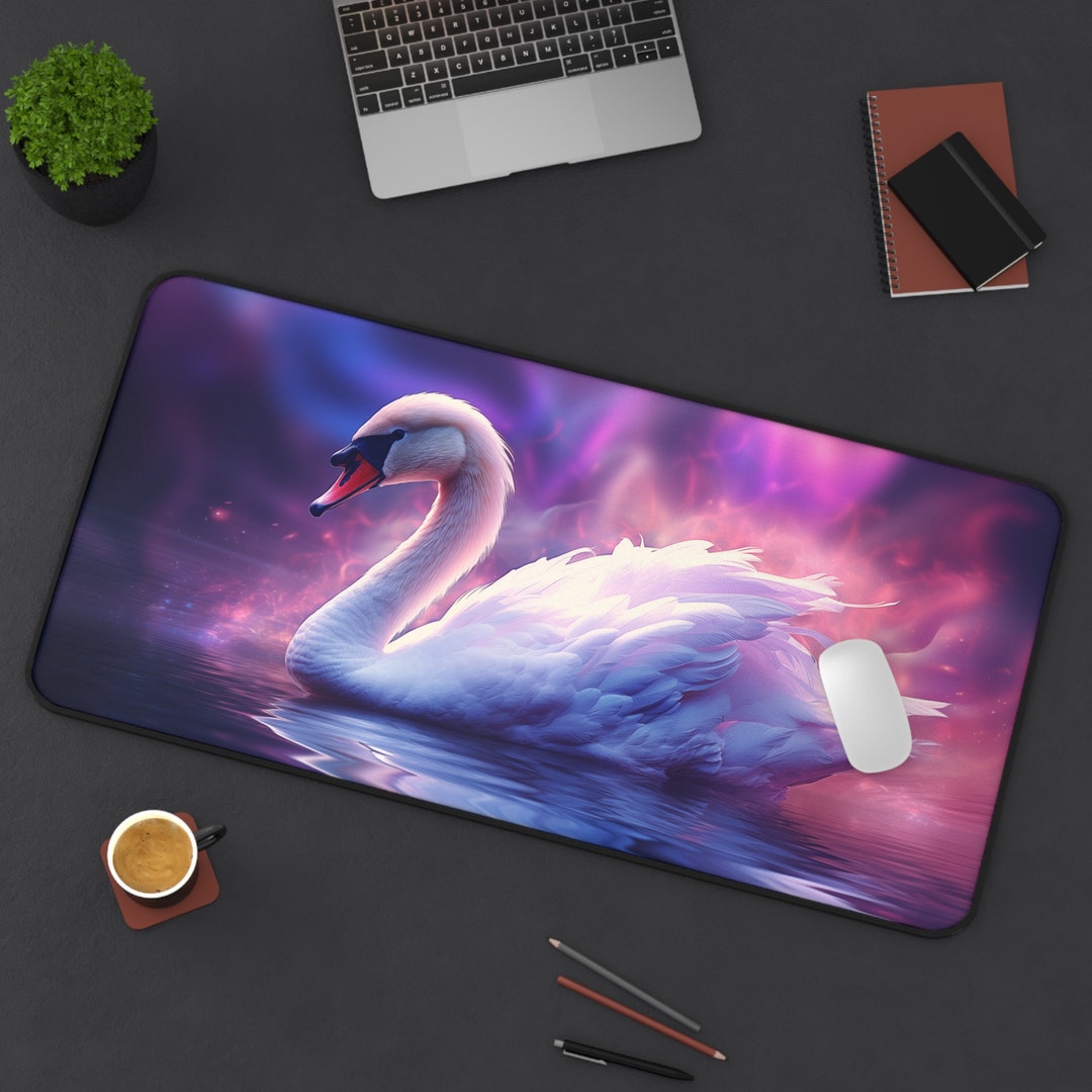 Swan Desk Mat Neon Glowing Fog Mouse Pad XXL Purple Blue - Etsy