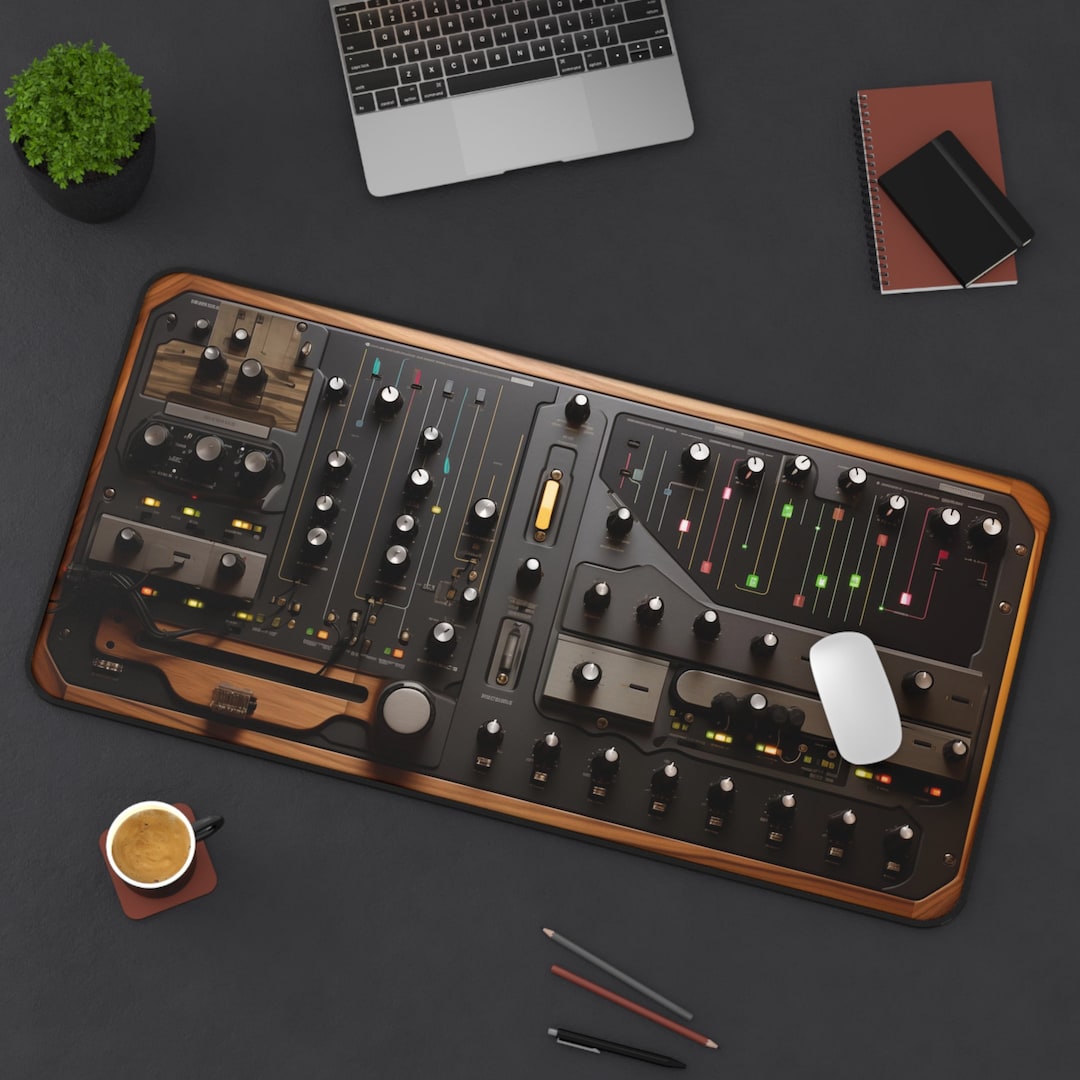 Synthesizer Desk Mat, Wooden Frame Print Panel Mouse Pad XXL, Anti-slip ...