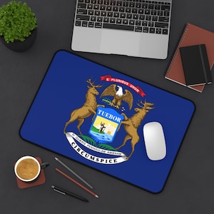 Flag of Michigan Desk Mat, the Great Lake State Mouse Pad XXL, Anti ...