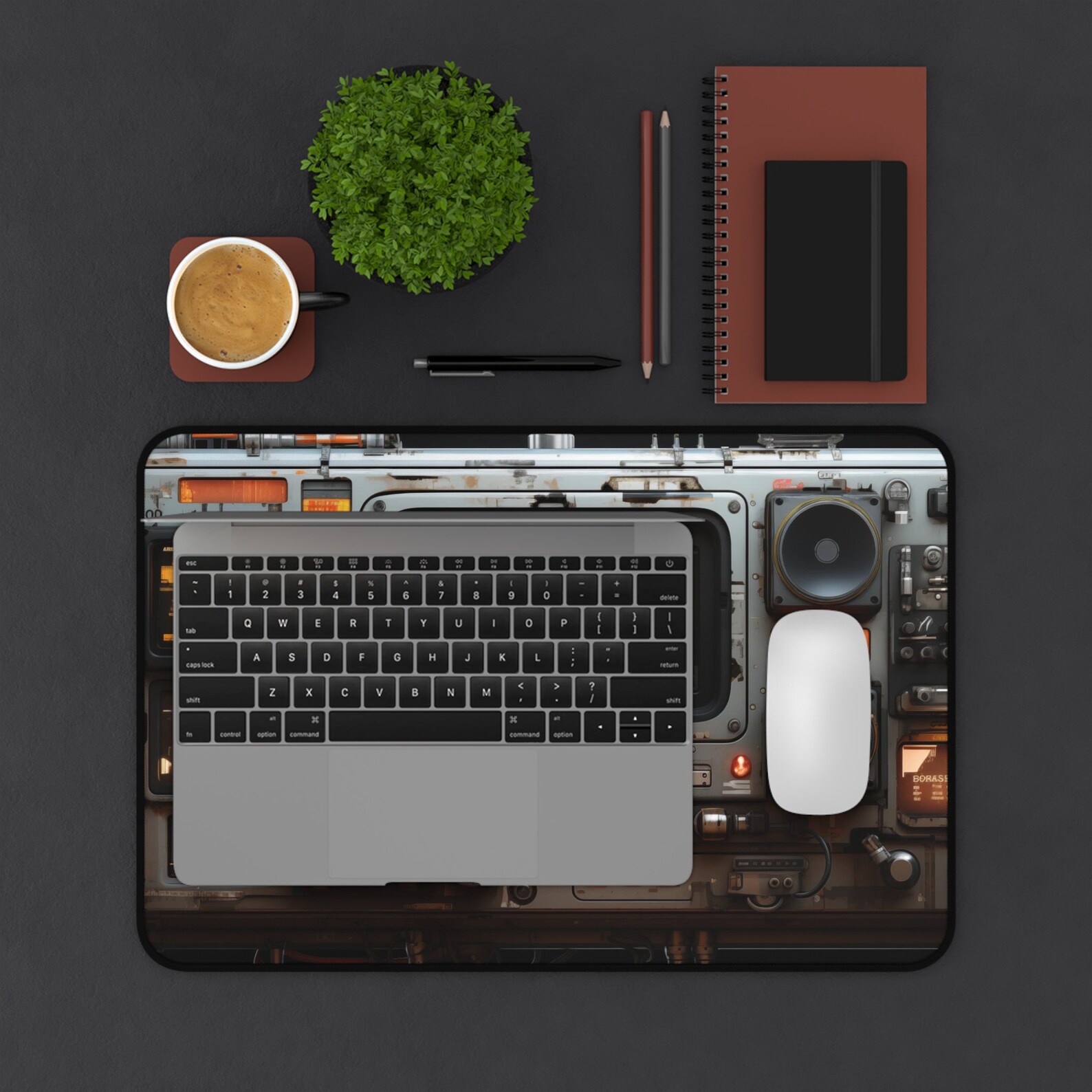 Retro Futuristic Control Panel Desk Mat Computer Console XXL Mousepad ...