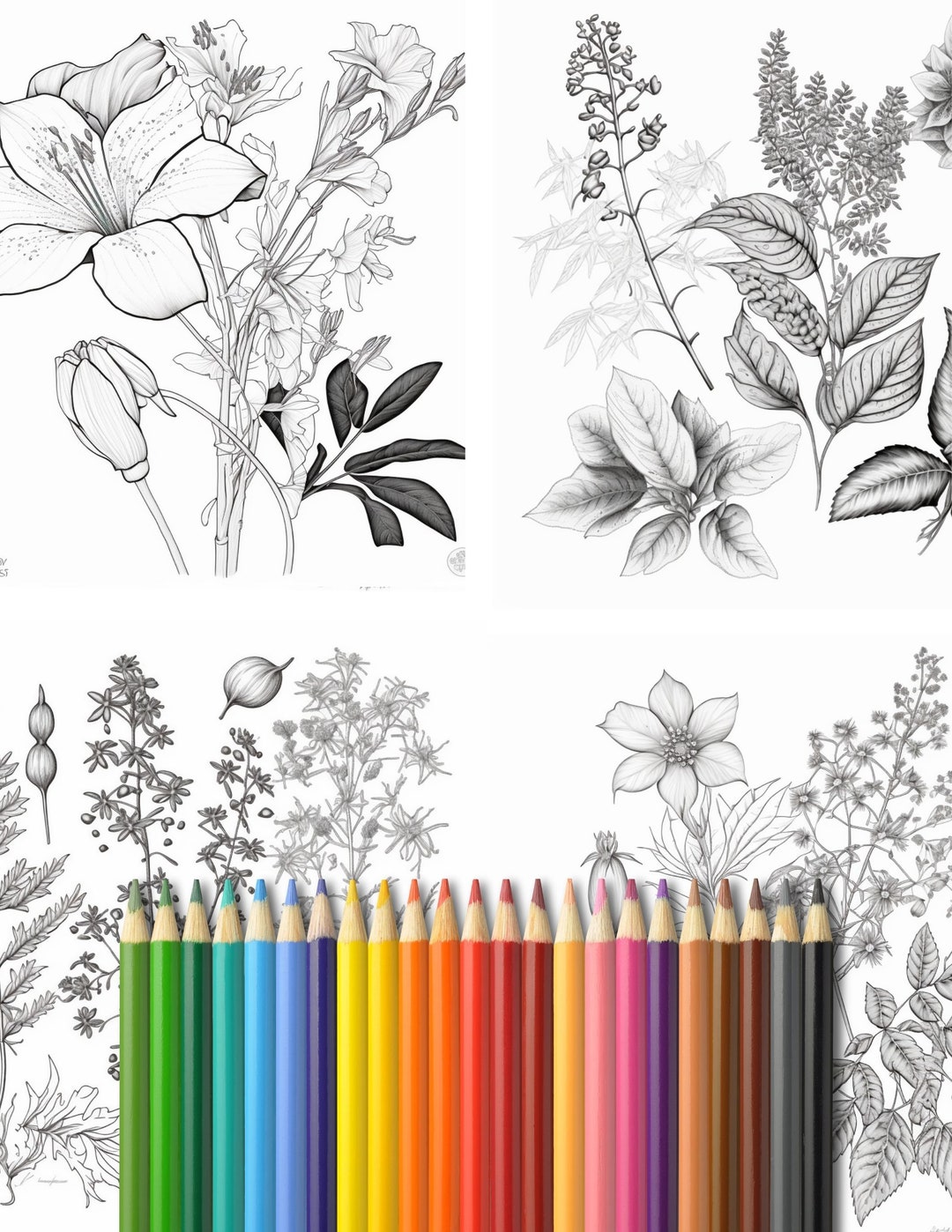 Botanical Coloring Page | Floral Coloring Page | 10 Printable Coloring ...