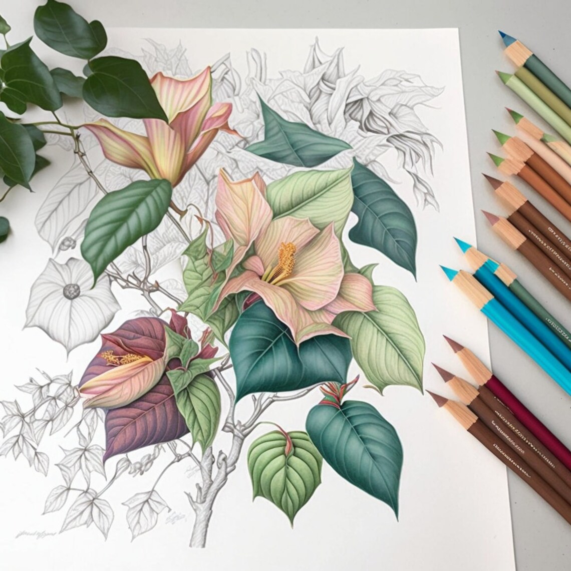 Botanical Coloring Page | Floral Coloring Page | 10 Printable Coloring ...