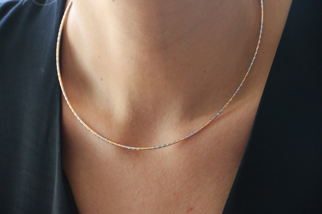 Choker Necklace, Gold Neck Cuff, Simple Hammered Wire Choker,gold ...