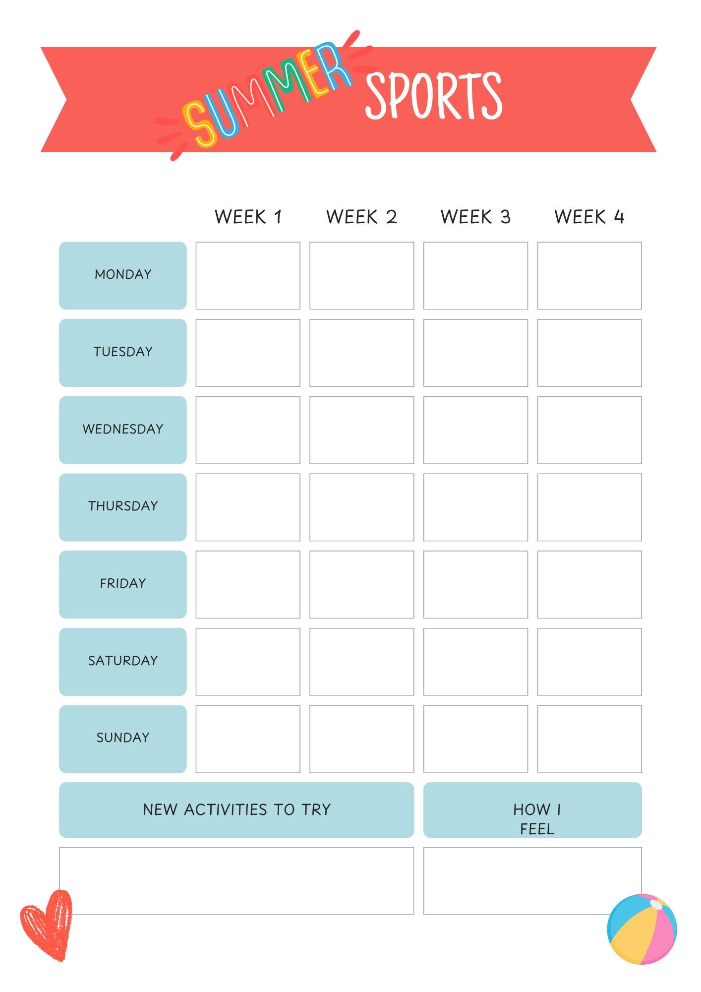 Kids Summer Planner Printable – Fun Activity Journal, Goal Tracker ...