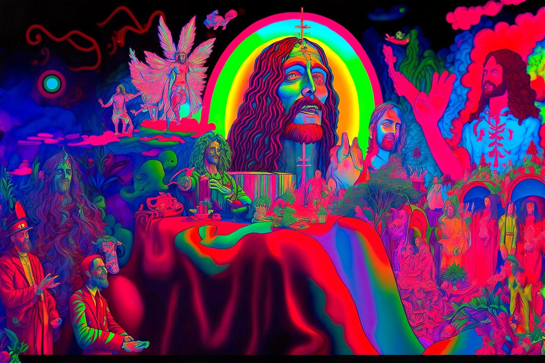 Psychedelic Poster, Downloadable Dorm Art, Trippy Jesus, LSD Art ...