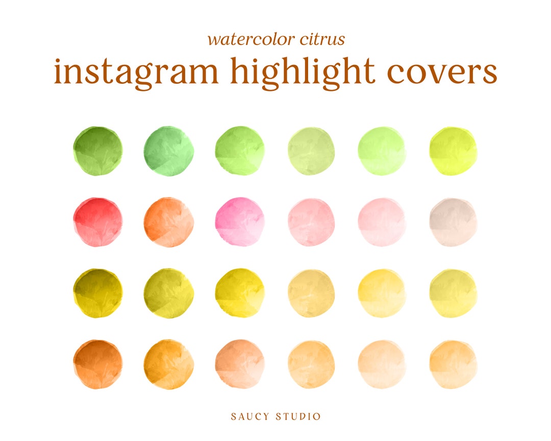 24 Watercolor Instagram Highlight Covers | Summer, Vibrant, Citrus ...