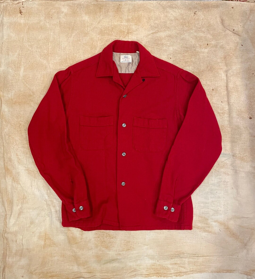 Vintage 1950s Sears Roebuck Wool Flannel Loop Collar Sport Shirt - Etsy