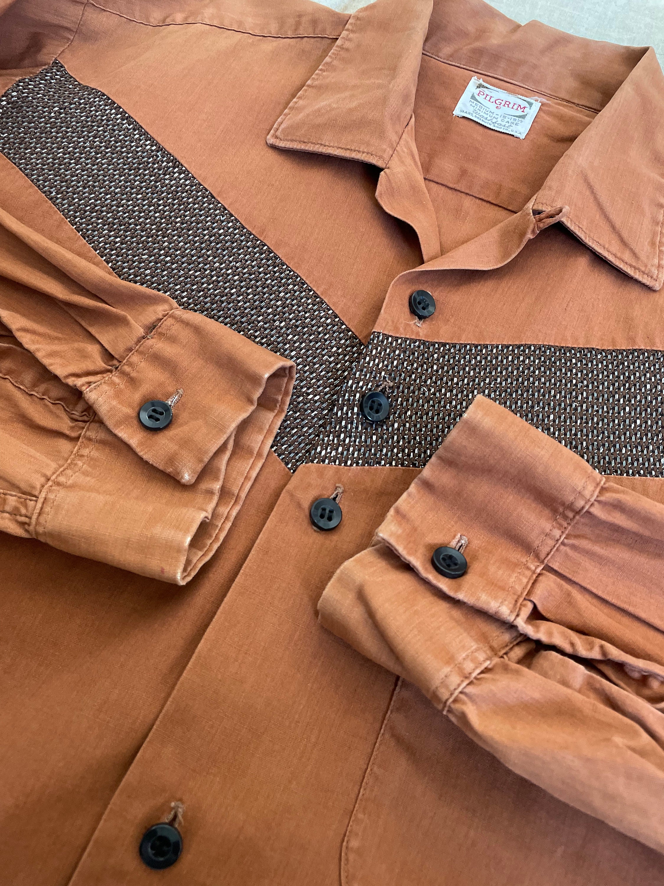 Vintage 1950s Pilgram Loop Collar Shirt W/ Metallic Detail Sears ...