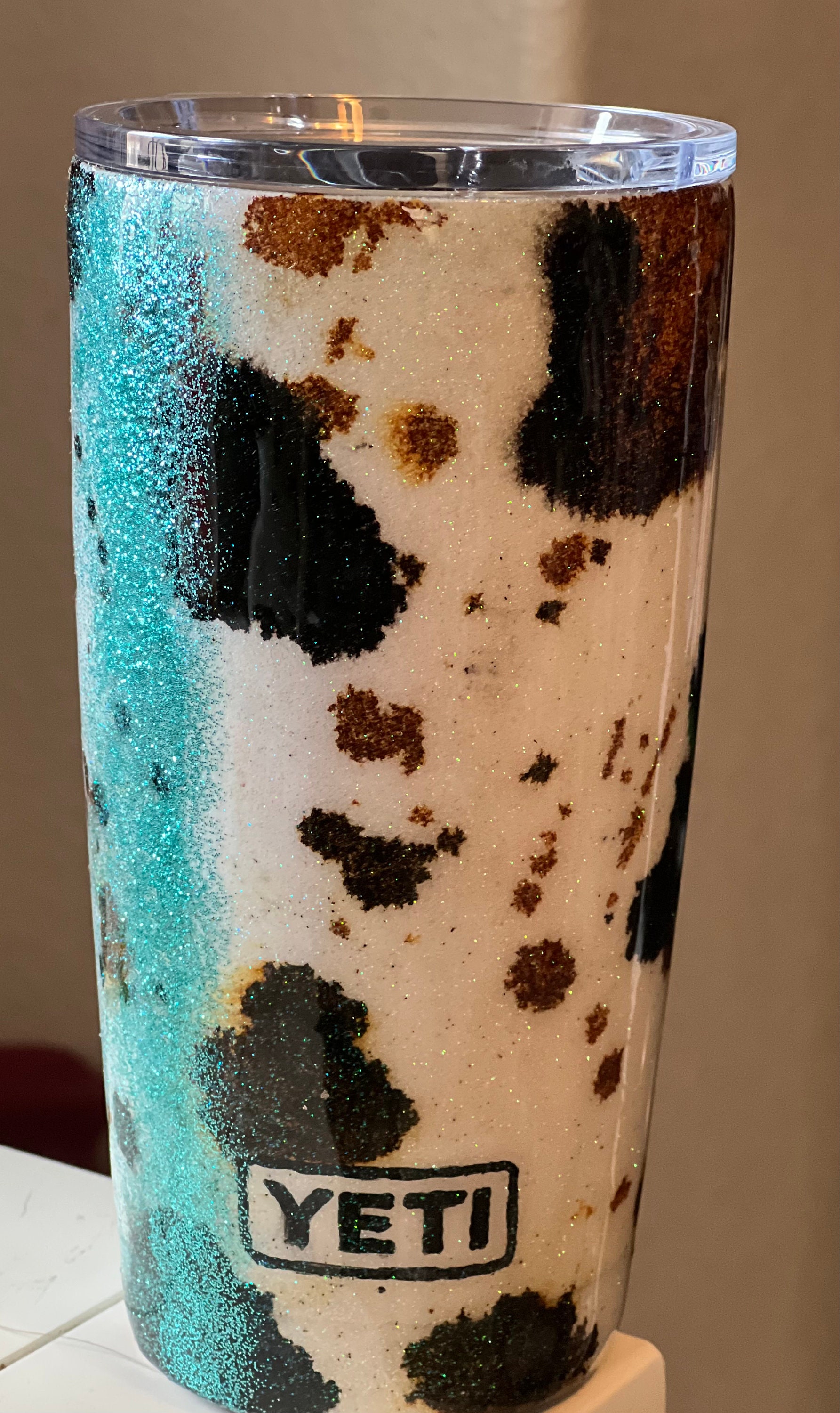 20 Oz Cow Print Tumbler, Yeti Custom, Black and White, Gift, Valentines ...