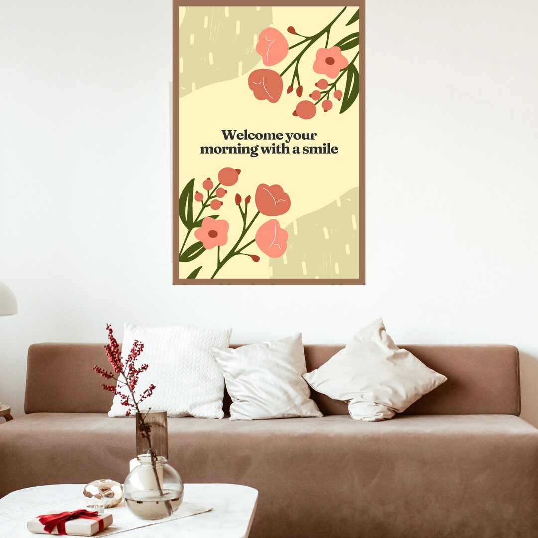 Welcome Your Morning With a Smile Wall Art, Text Quote, Digital Print ...