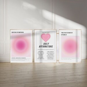 Pink Aura Poster Set Set of 3 Affirmation Poster Spiritual - Etsy