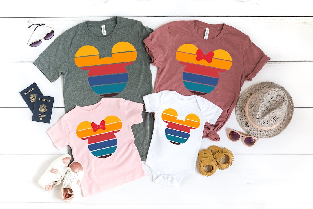 Disney Sunset Shirt, Colorful Mickey and Minnie Shirt, Retro Sunset ...
