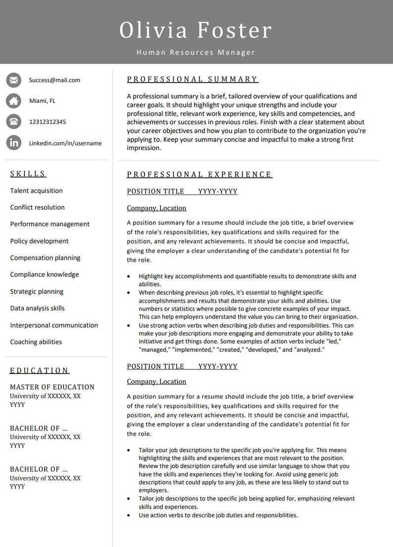 Professional Resume Template for Microsoft Word | Modern CV Template ...