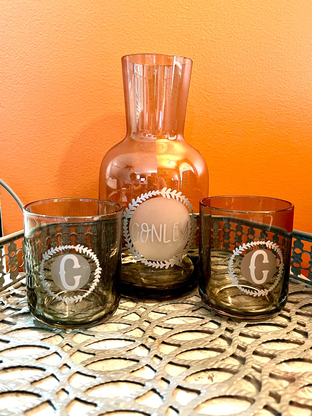 Monogram Bedside Water Carafe - Etsy