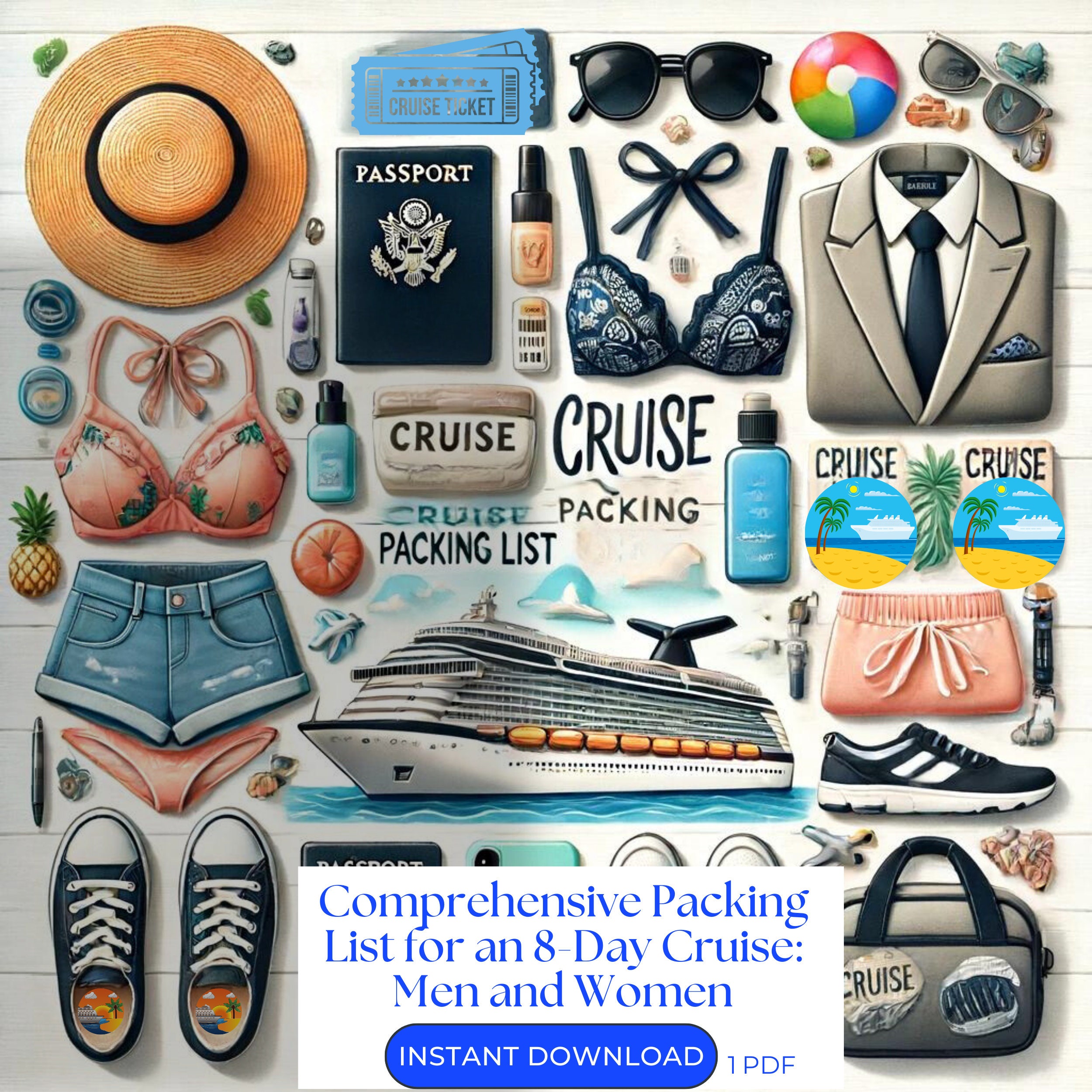 Comprehensive Packing List for an 8-day Cruise: Men and Women - Etsy